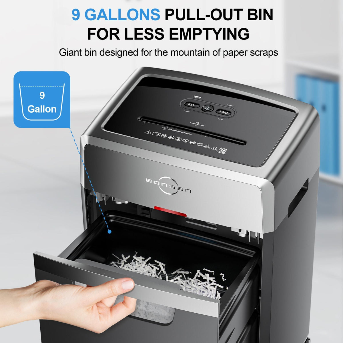 BONSEN 24 Sheet Cross Cut Paper Shredder Heavy Duty 40 Mins Commercial ...